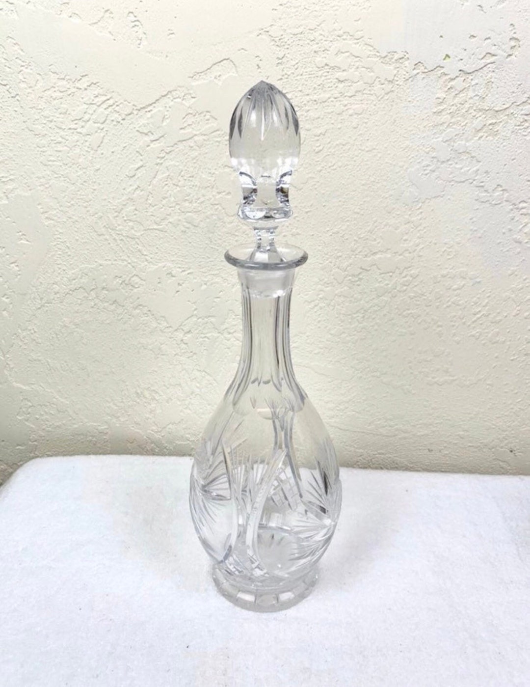 Liquor/alcohol Decanter Clear Etched Crystal Barware Decor VINTAGE ...