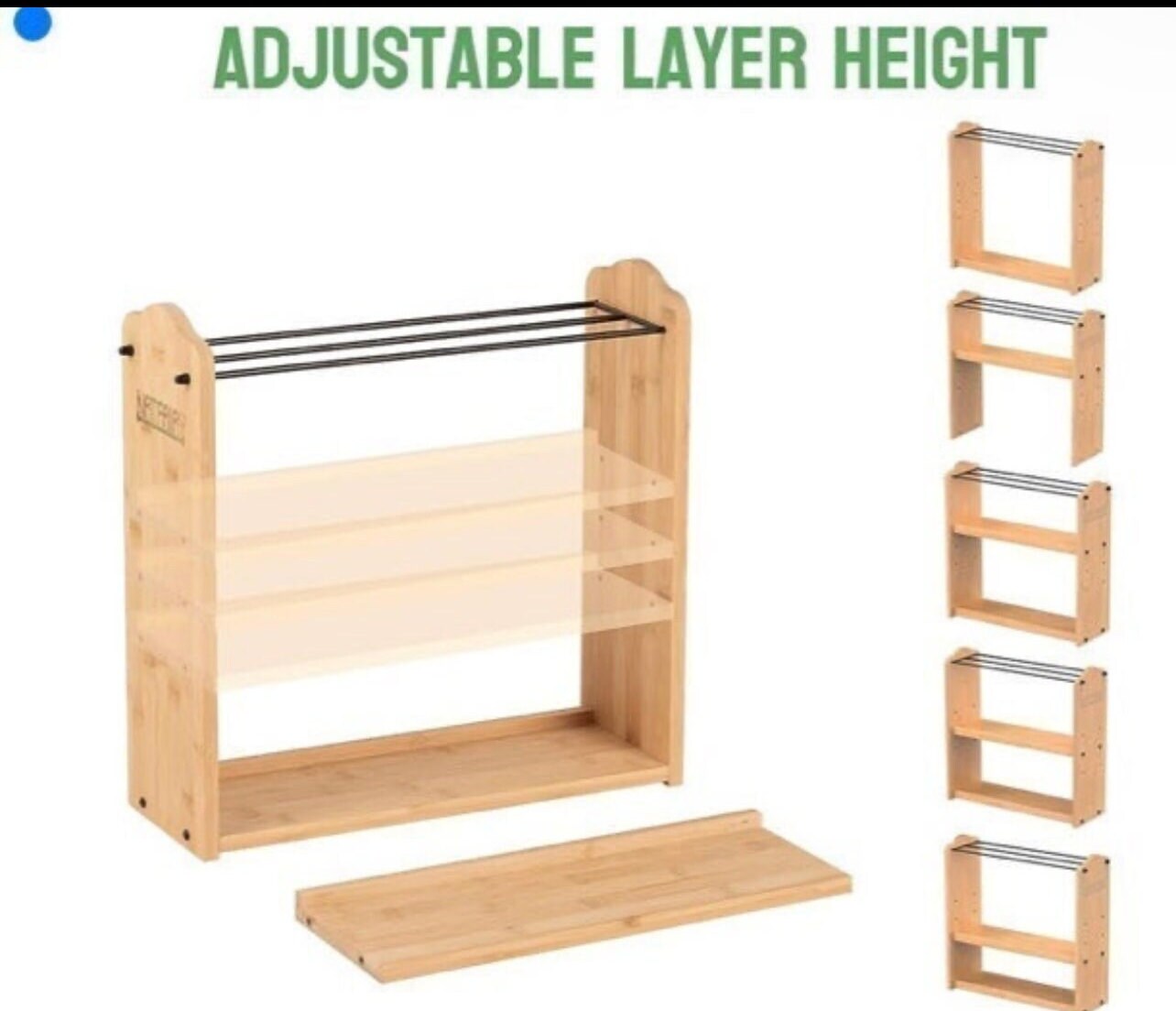 NATFAIRY Bamboo Countertop Adjustable Shelf Rack Organizer Coffee Pods ...