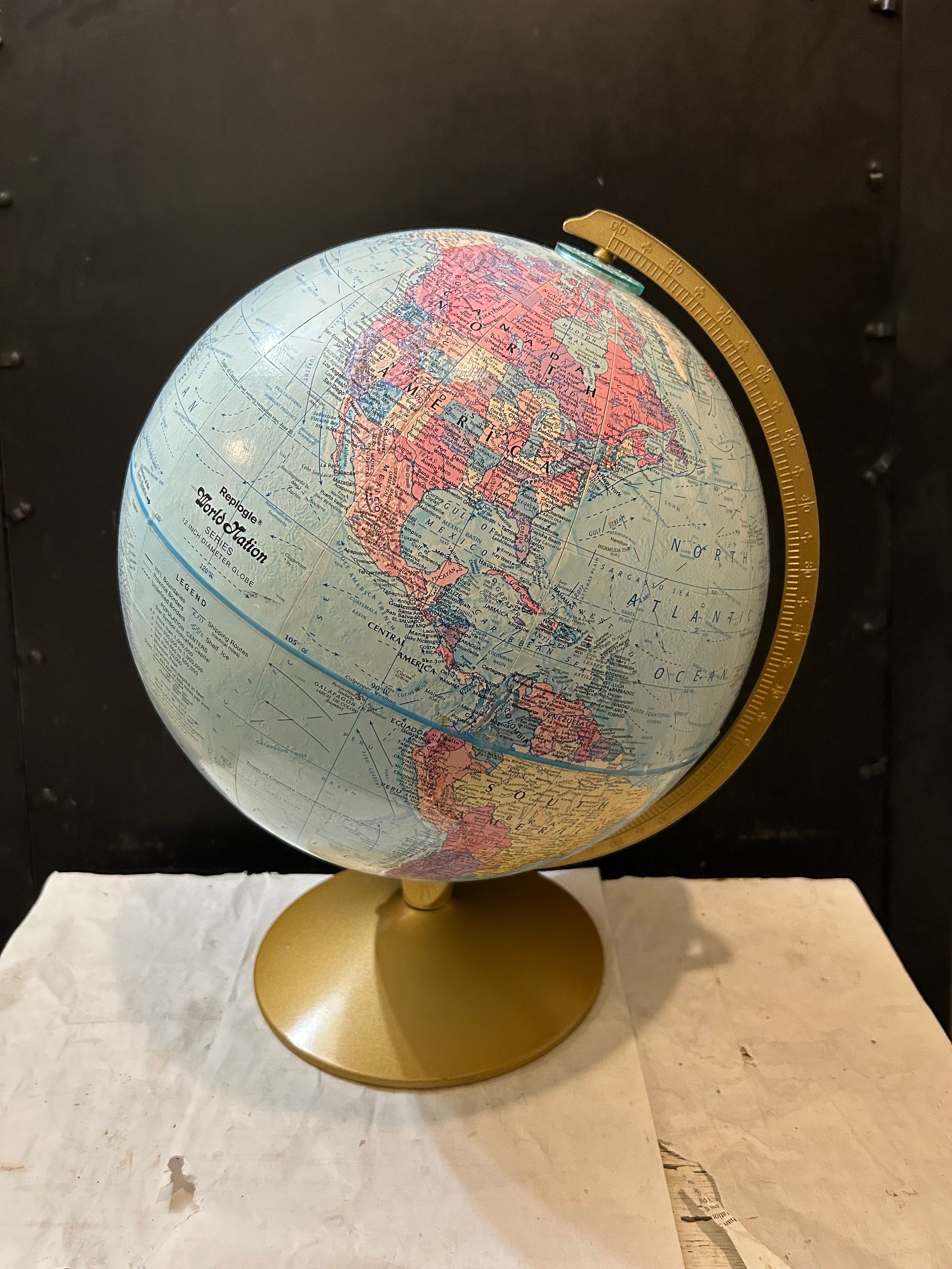 Replogle Raised Pedestal Rotating Blue Globe Home Classroom Office ...