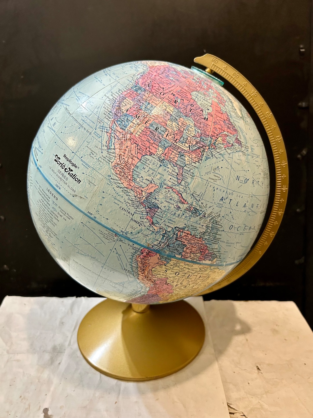 Replogle Raised Pedestal Rotating Blue Globe Home Classroom Office ...