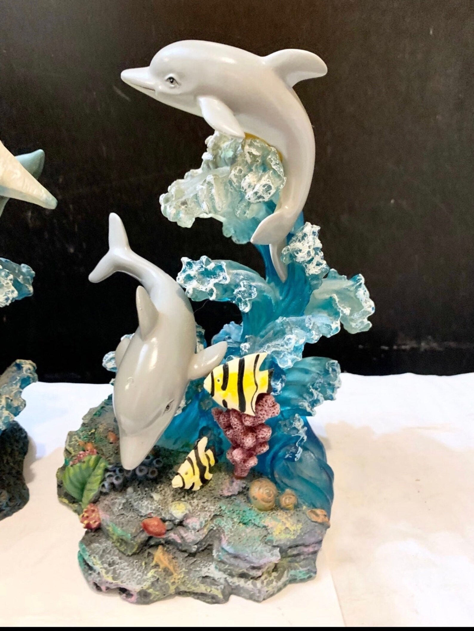 Vintage Rare - Conch Shell Dolphin Lamp and Figurine Dolphins in the ...