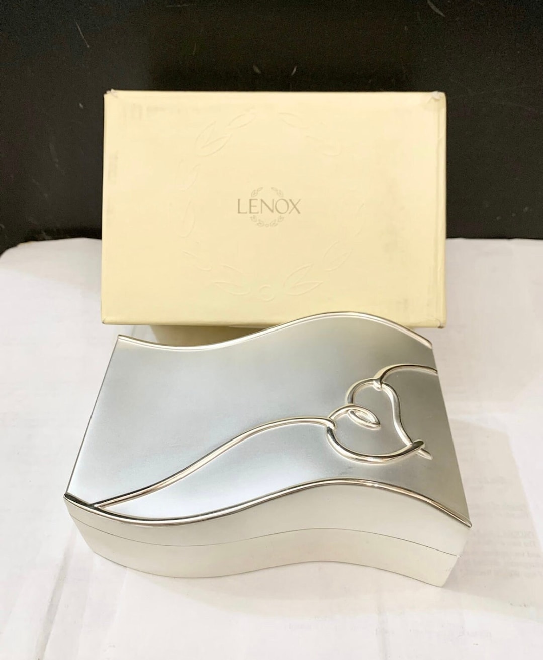 LENOX Vintage RARE Forevermore Jewelry Box, Organizer, Holder, Silver ...