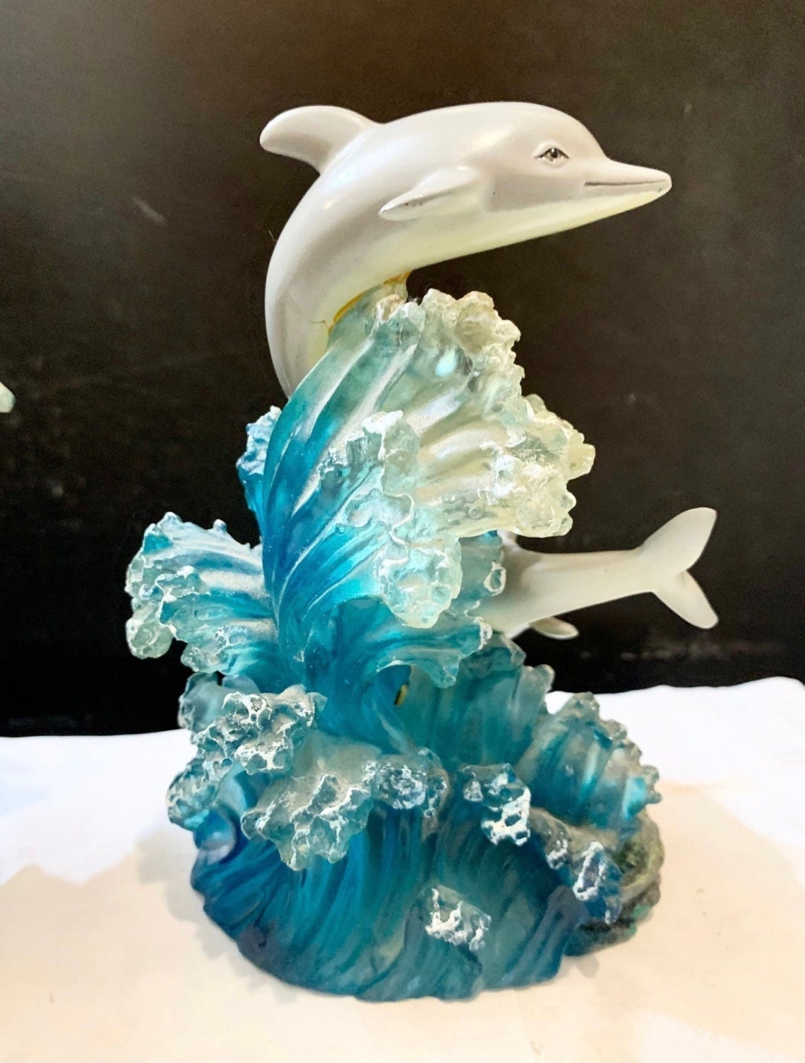 Vintage Rare - Conch Shell Dolphin Lamp and Figurine Dolphins in the ...