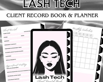 DIGITAL LASH Tech Client Record Book Neutral Tone Client Record Eyelash Extensions, Lash Tech ...