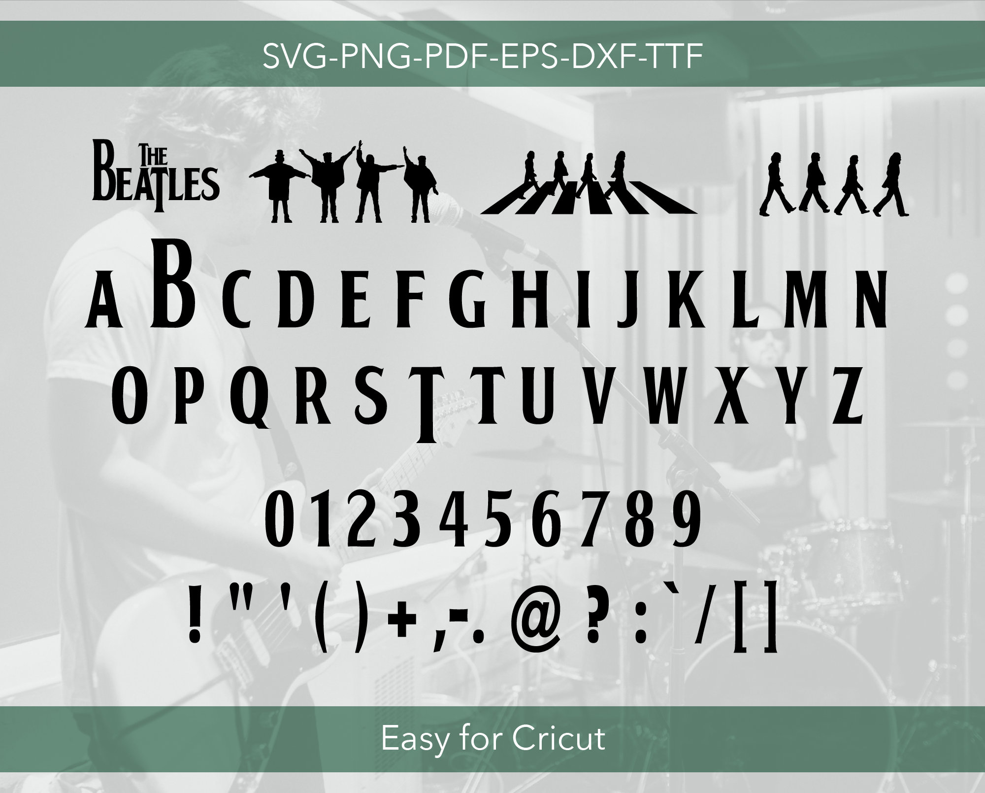 Rock Band, the Beatles Svg, the Beatles Font, Rock Font Svg, Cricut ...