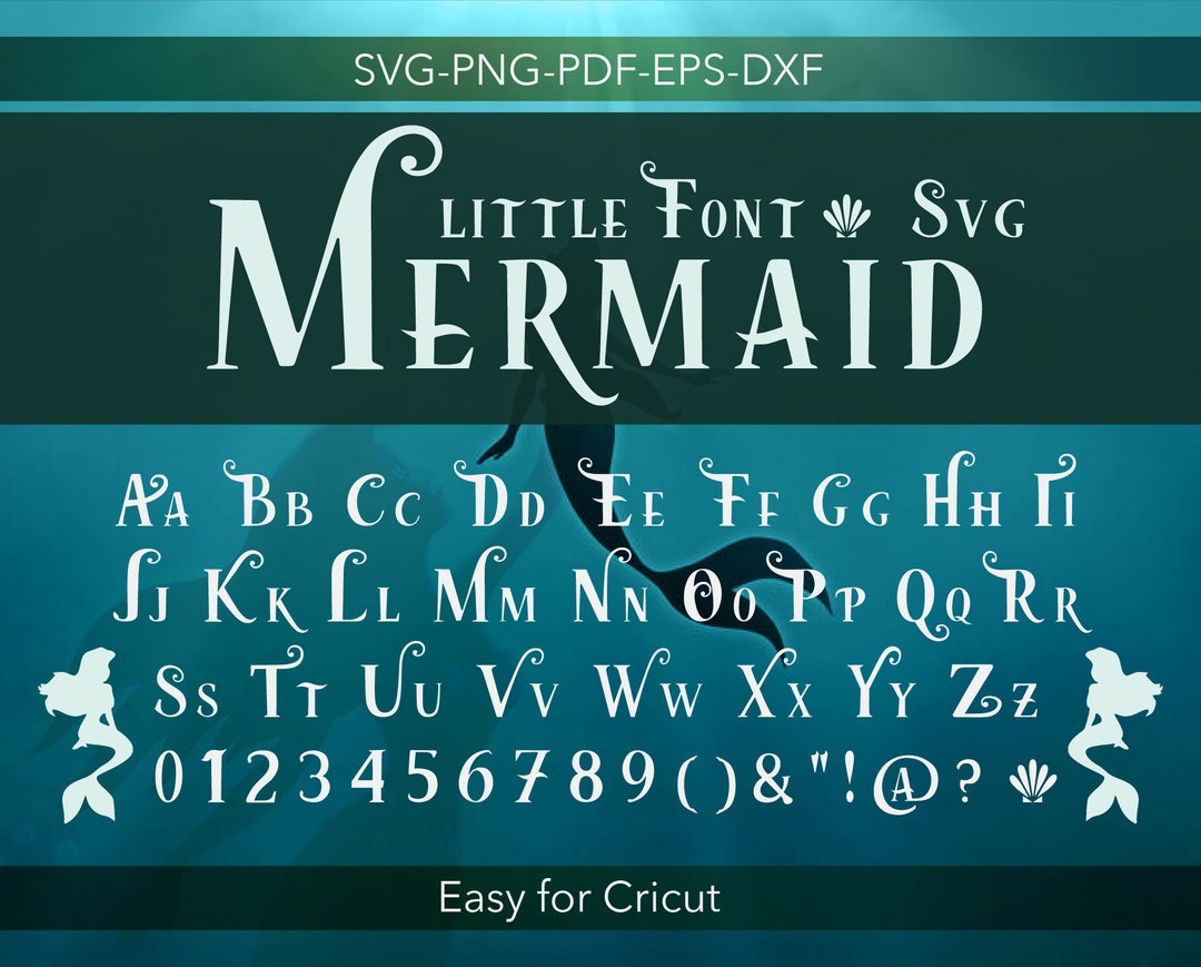 Little Mermaid Font Svg, Cartoon Font, Mermaid Alphabet Png, Mermaid ...
