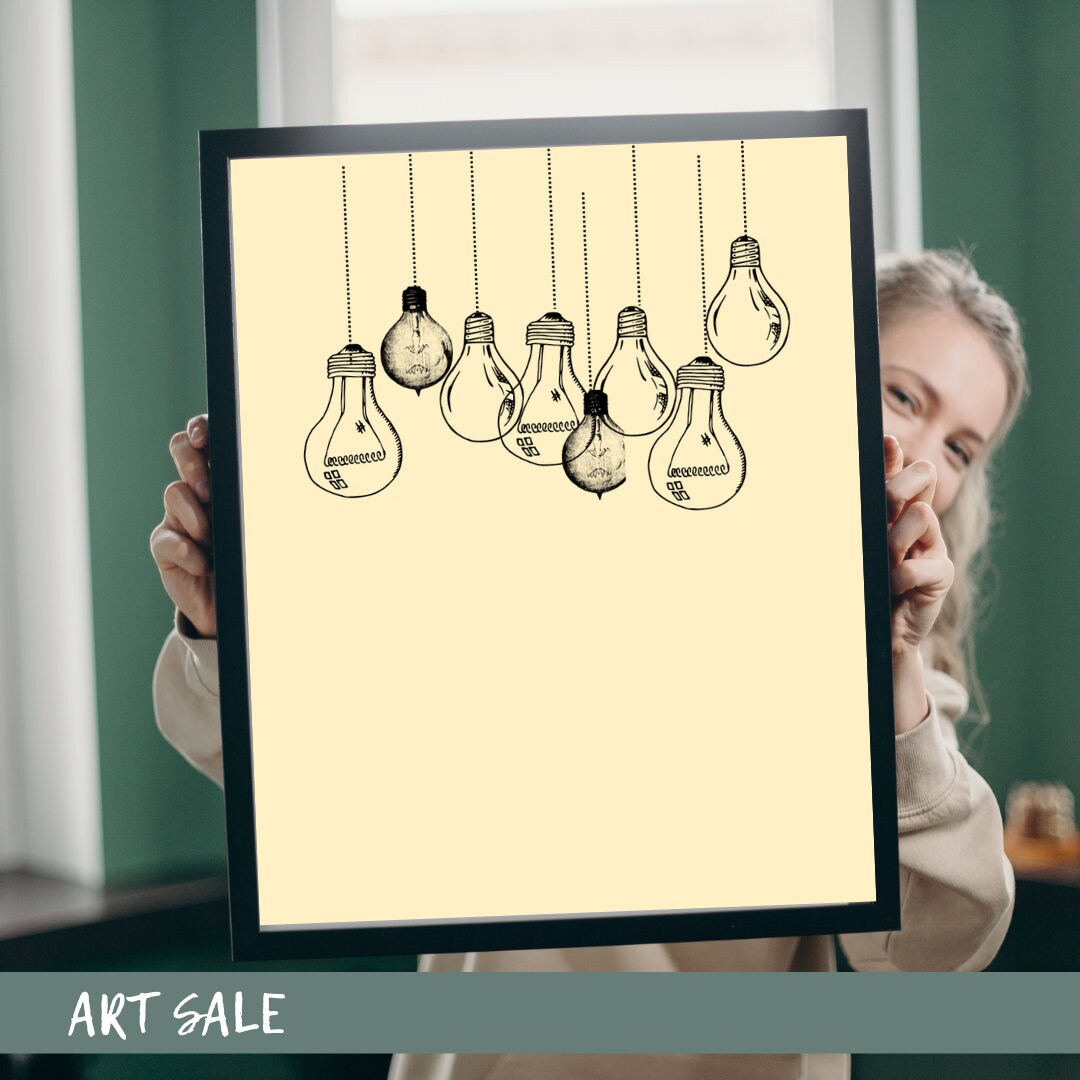 Light Bulb, Light Wall Art Instant Download, Minimalist Design, Light ...