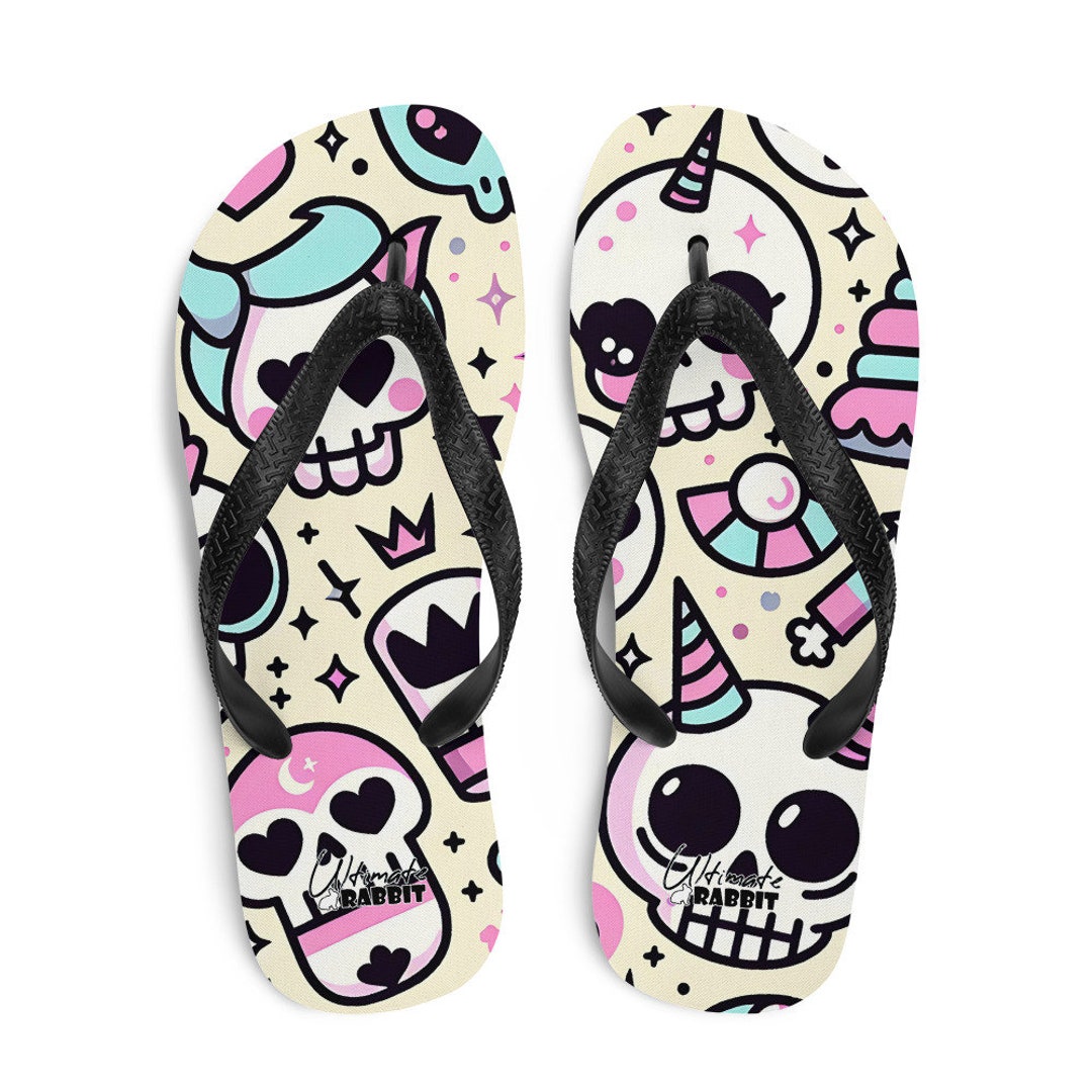 Flip-flops With Cute Skulls | Sandals | Summer Shoes | Pool Flip-flops ...