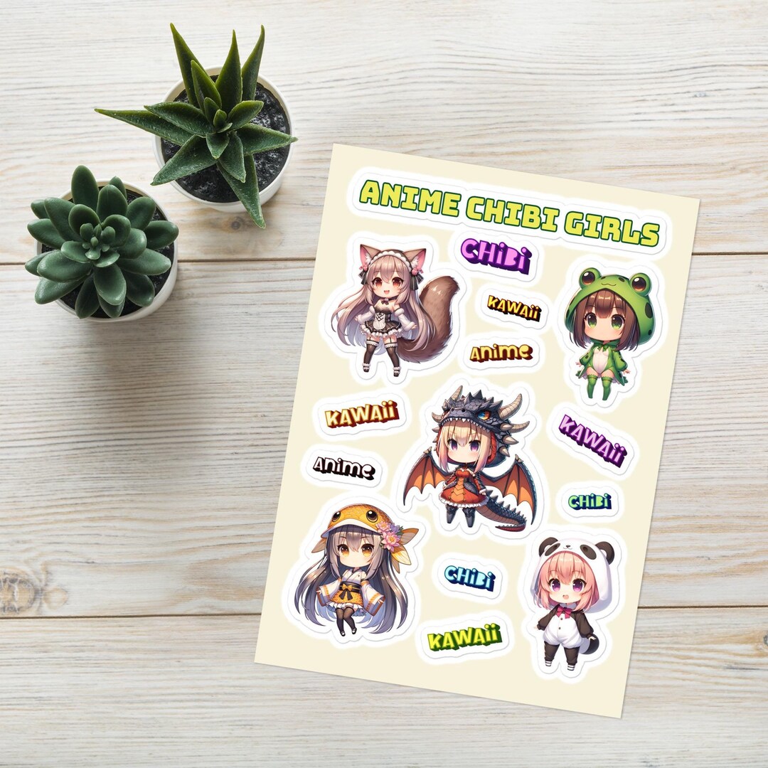 Kawaii Chibi Anime Girl Sticker Sheet Anime Manga Stickers Sticker Set ...