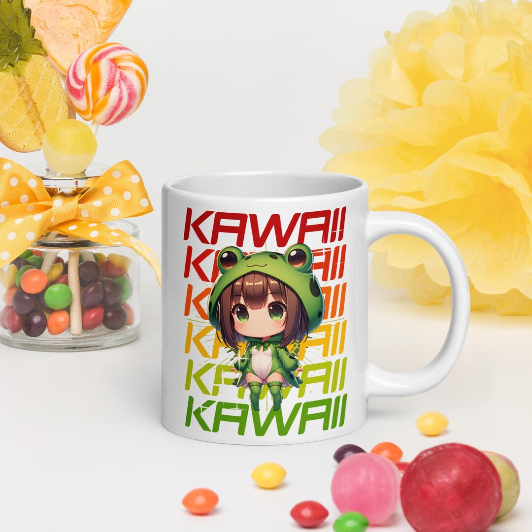 Kawaii Chibi Anime Frog | White, Shiny Mug | Anime Mug - Etsy