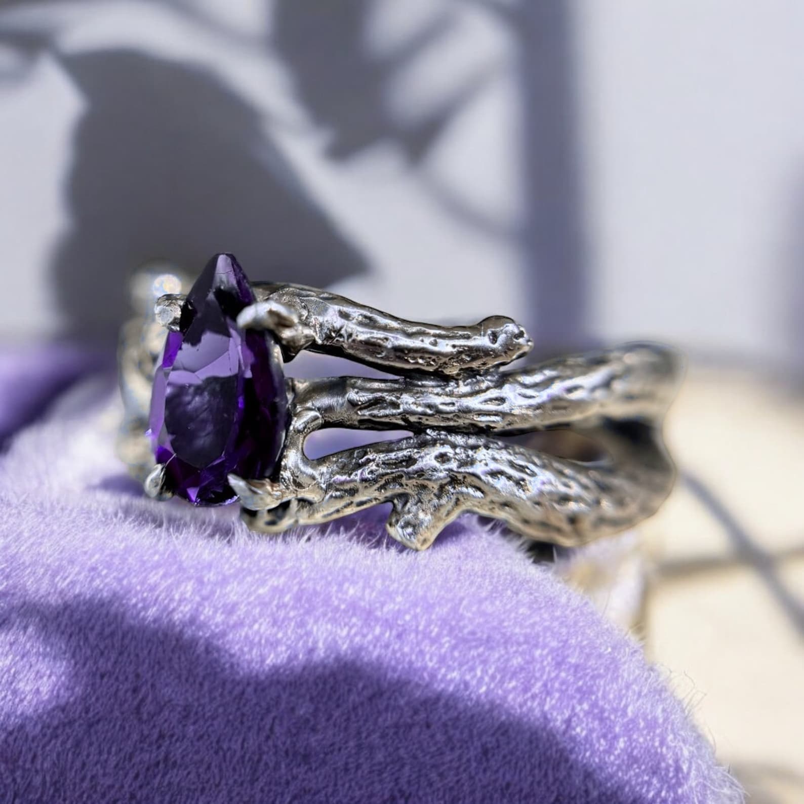 Amethyst Fairy Ring Tree Branch Ring, Promise Ring for Him, Fairy Ring ...