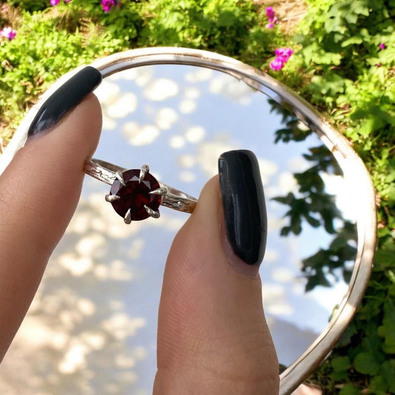 Garnet Ring, Fairy Ring, Promise Ring for Him, Bloodstone Tree Branch ...