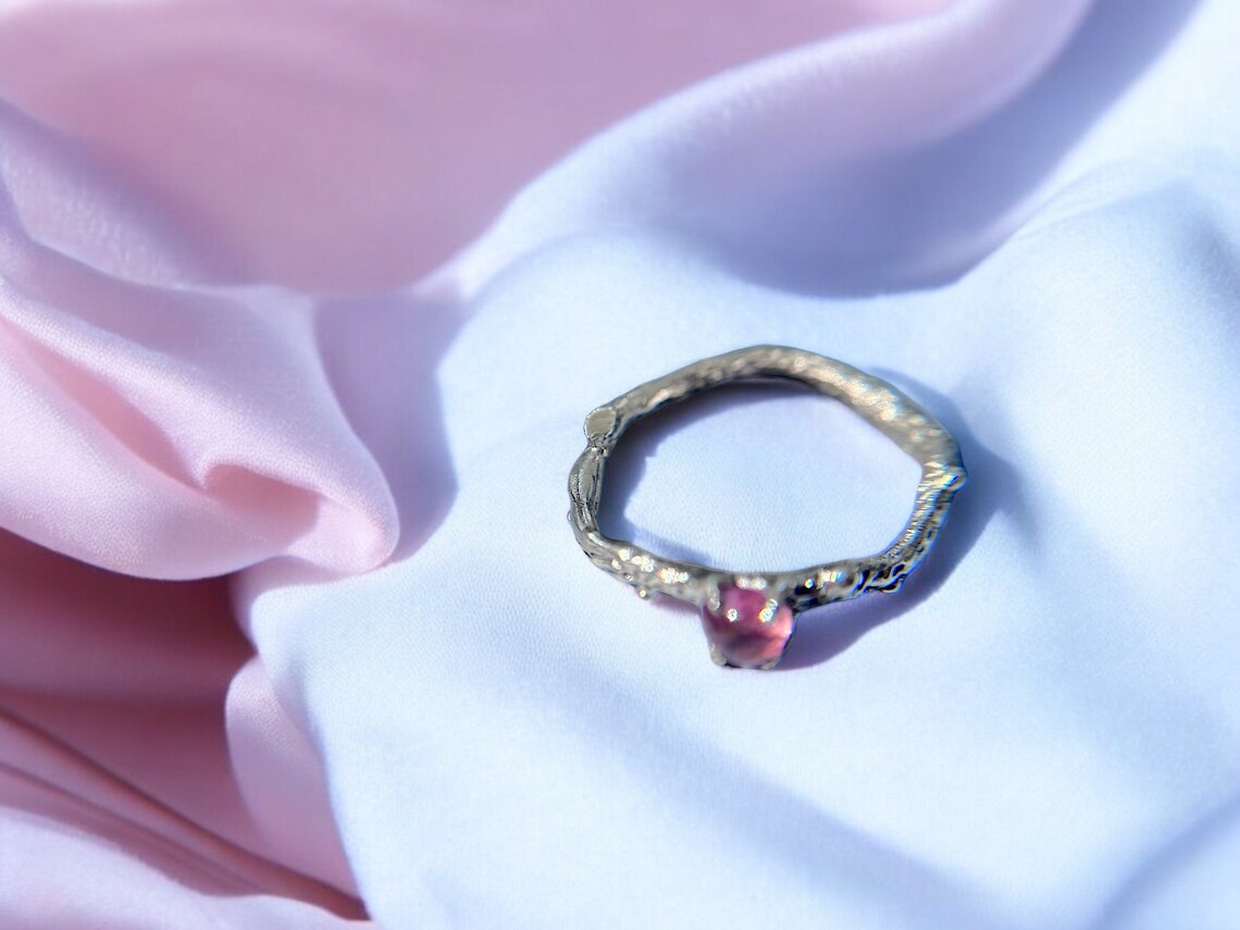 Pink Tourmaline Ring, Fairy Ring, Tree Branch Ring, Pink Tourmaline ...