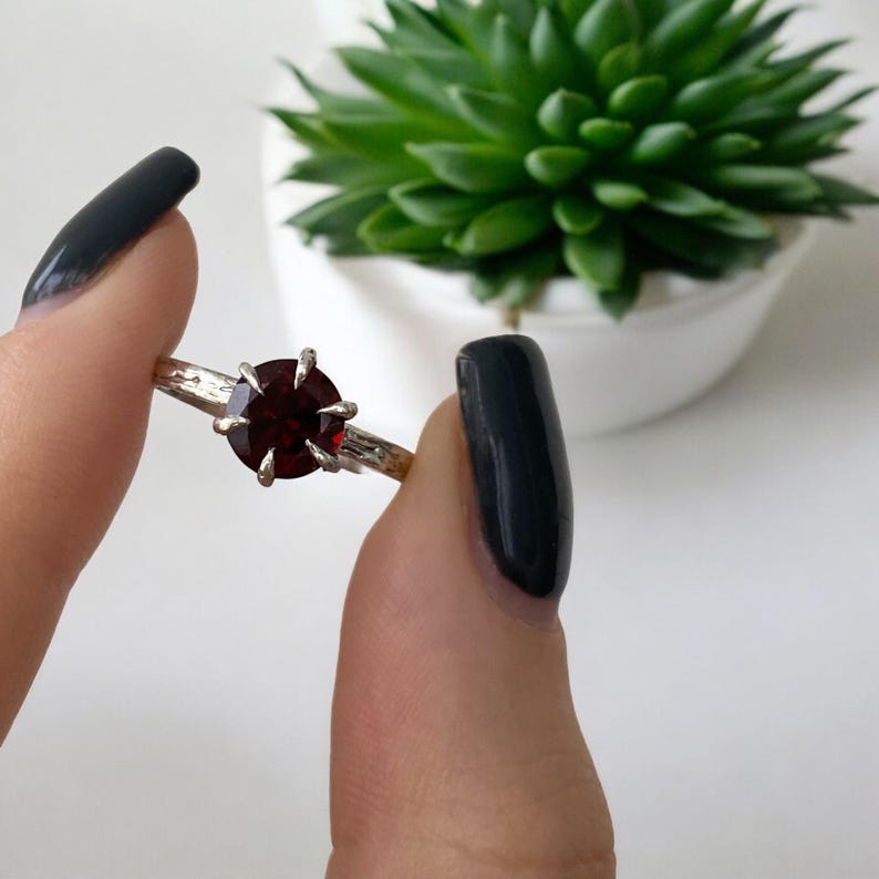 Garnet Ring, Fairy Ring, Promise Ring for Him, Bloodstone Tree Branch ...