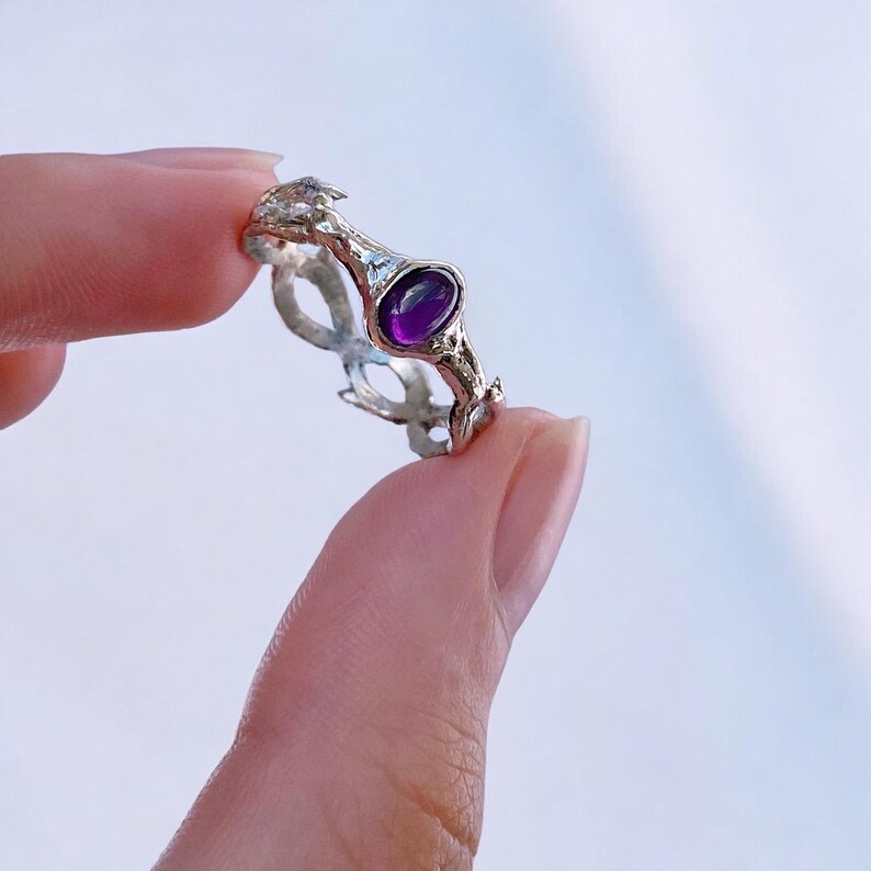 Peridot Fairy Ring, Tree Branch Crown of Thorns Ring, Twig Fantasy Ring ...