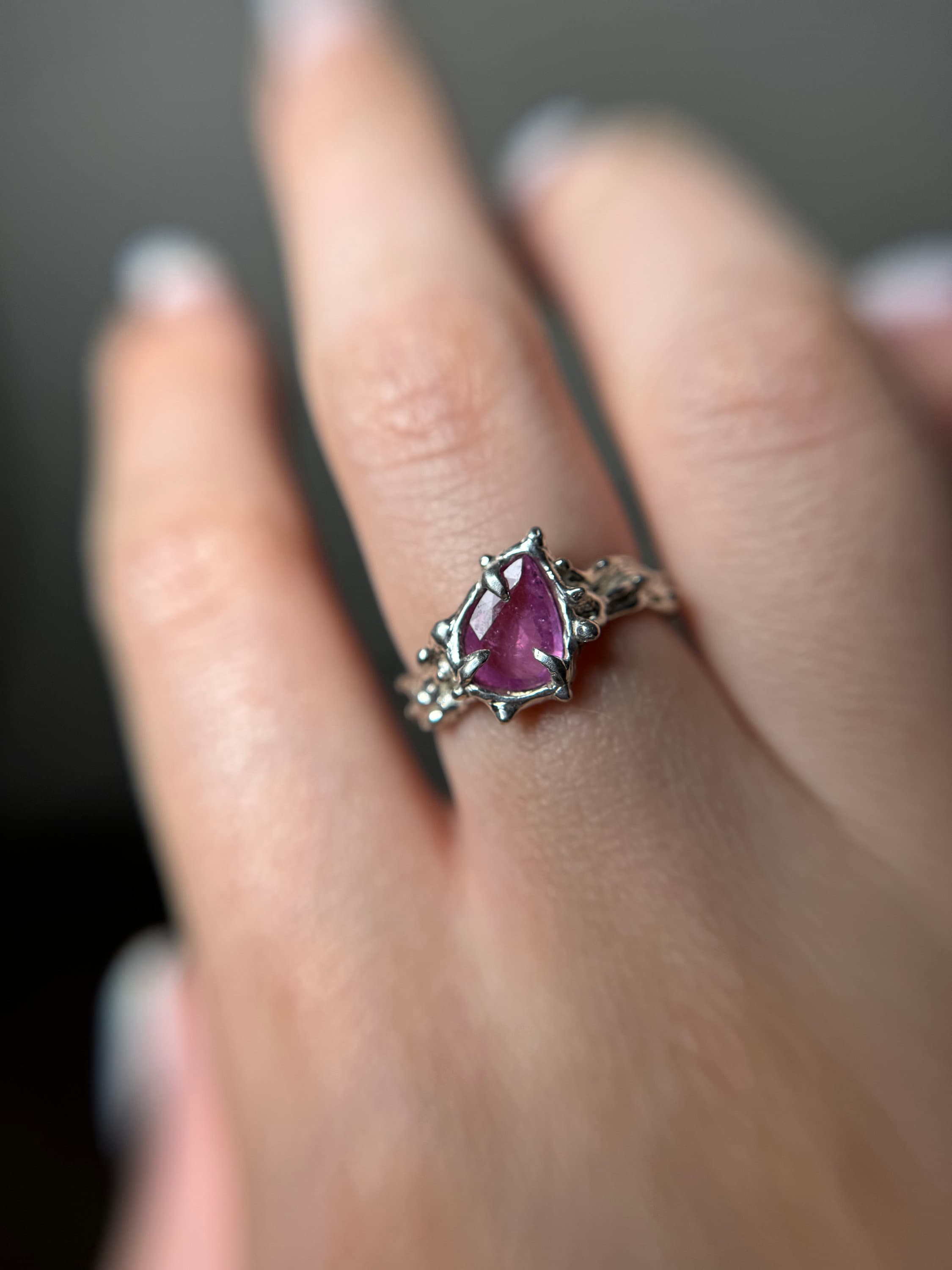 Pink Ruby Ring, Ruby, Fairy Ring, Tree Branch Ring, Fantasy Engagement ...