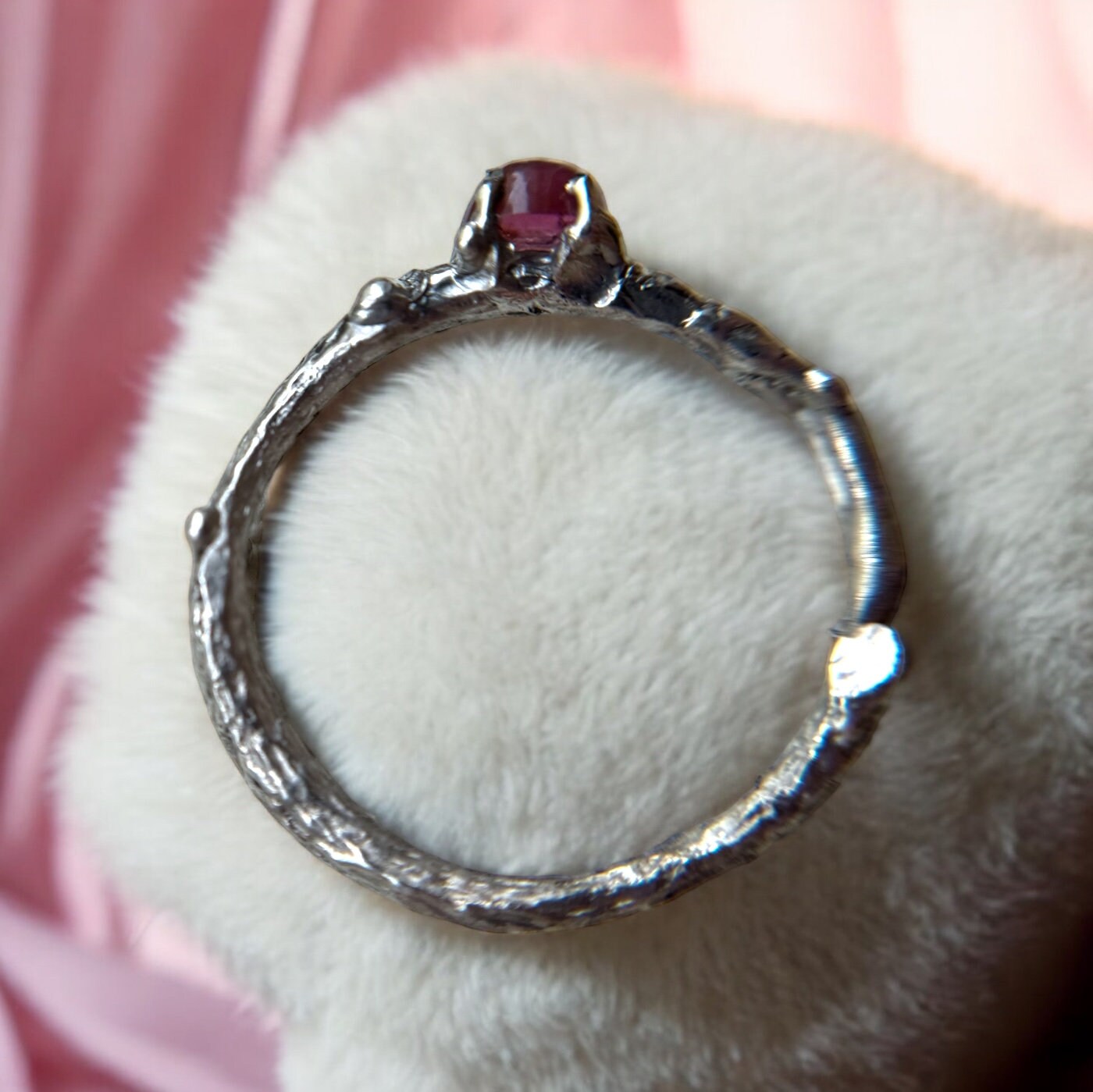Pink Tourmaline Ring, Fairy Ring, Tree Branch Ring, Pink Tourmaline ...