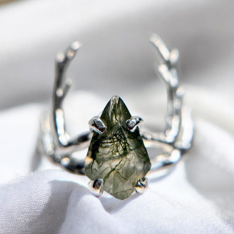 Moss Agate Ring,fairy Ring, Tree Branch Ring, Forest Ring, Fantasy ...