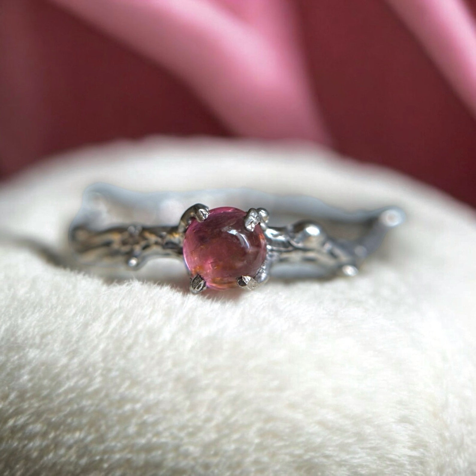 Pink Tourmaline Ring, Fairy Ring, Tree Branch Ring, Pink Tourmaline ...