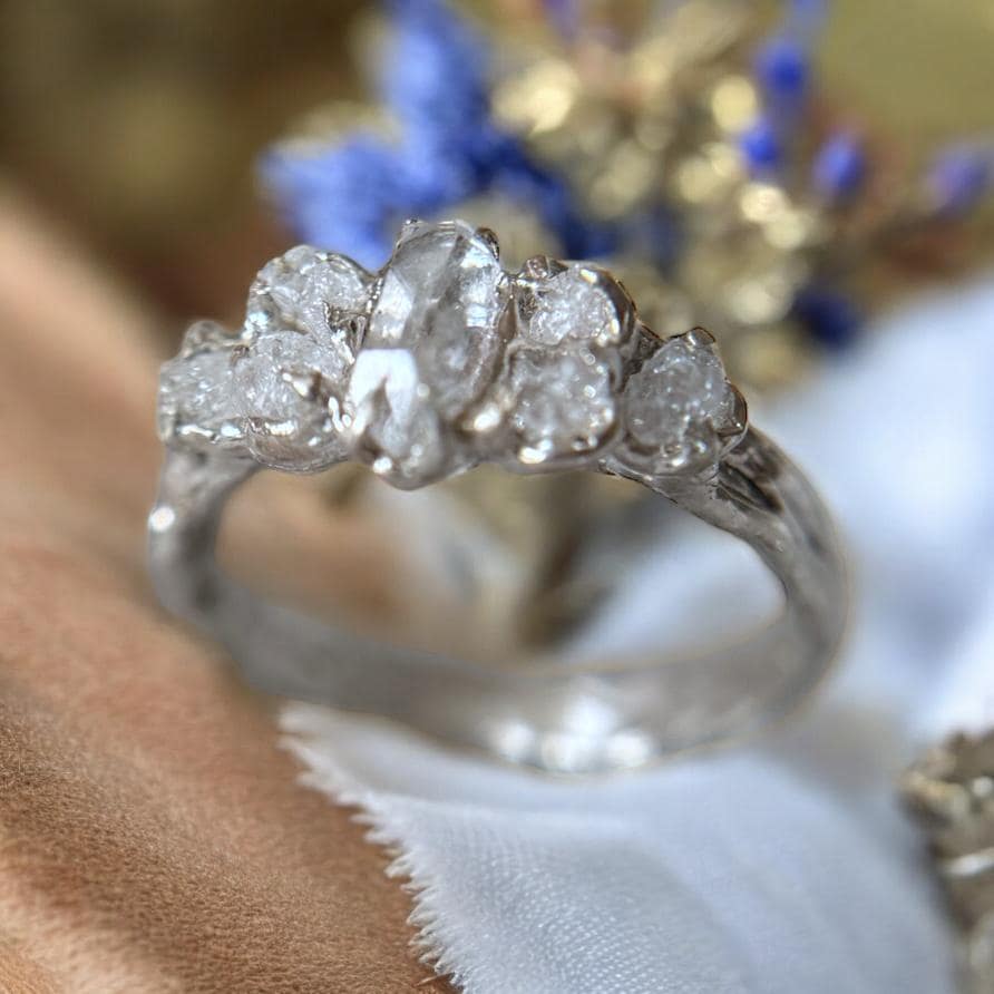 Herkimer Diamond Ring, Fairy Ring, Tree Branch Ring, Angel Aura Quartz ...