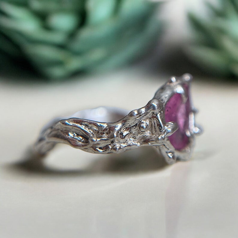 Pink Ruby Ring, Ruby, Fairy Ring, Tree Branch Ring, Fantasy Engagement ...