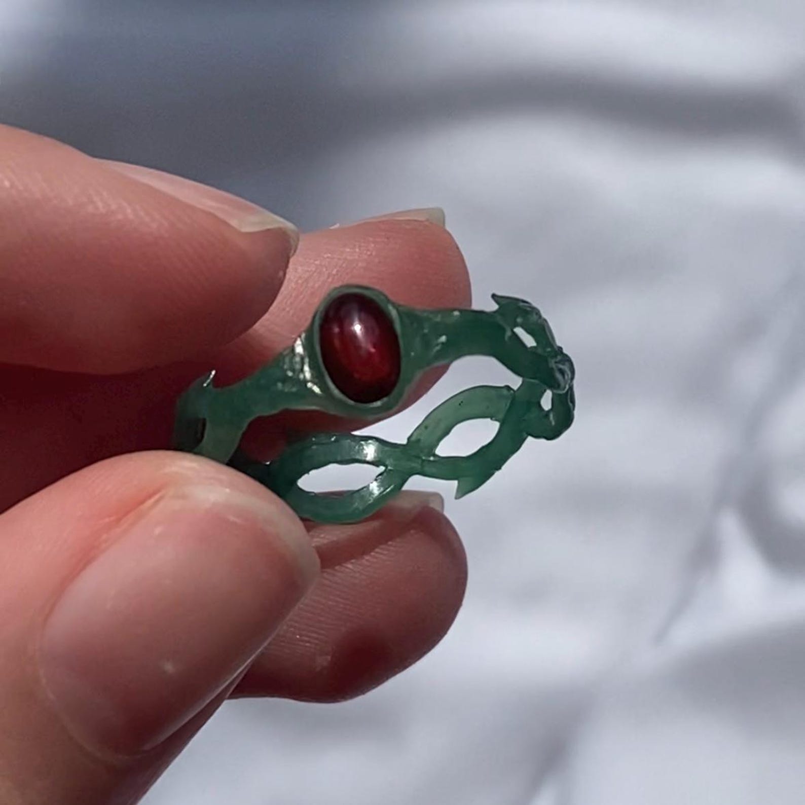 Peridot Fairy Ring, Tree Branch Crown of Thorns Ring, Twig Fantasy Ring ...