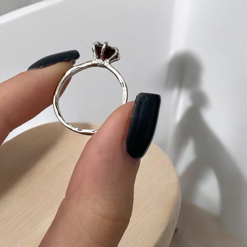 Garnet Ring, Fairy Ring, Promise Ring for Him, Bloodstone Tree Branch ...