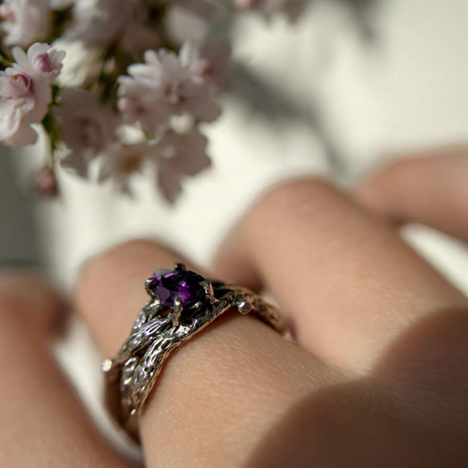 Amethyst Fairy Ring Tree Branch Ring, Promise Ring for Him, Fairy Ring ...