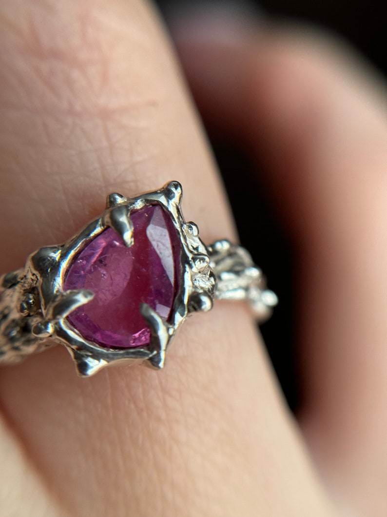 Pink Ruby Ring, Ruby, Fairy Ring, Tree Branch Ring, Fantasy Engagement ...