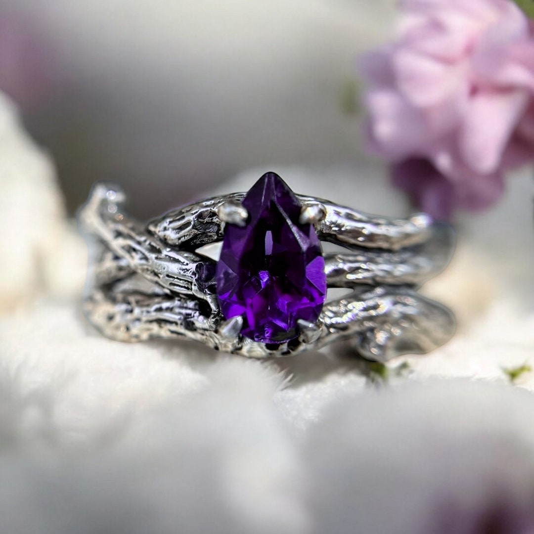 Amethyst Fairy Ring Tree Branch Ring, Promise Ring for Him, Fairy Ring ...