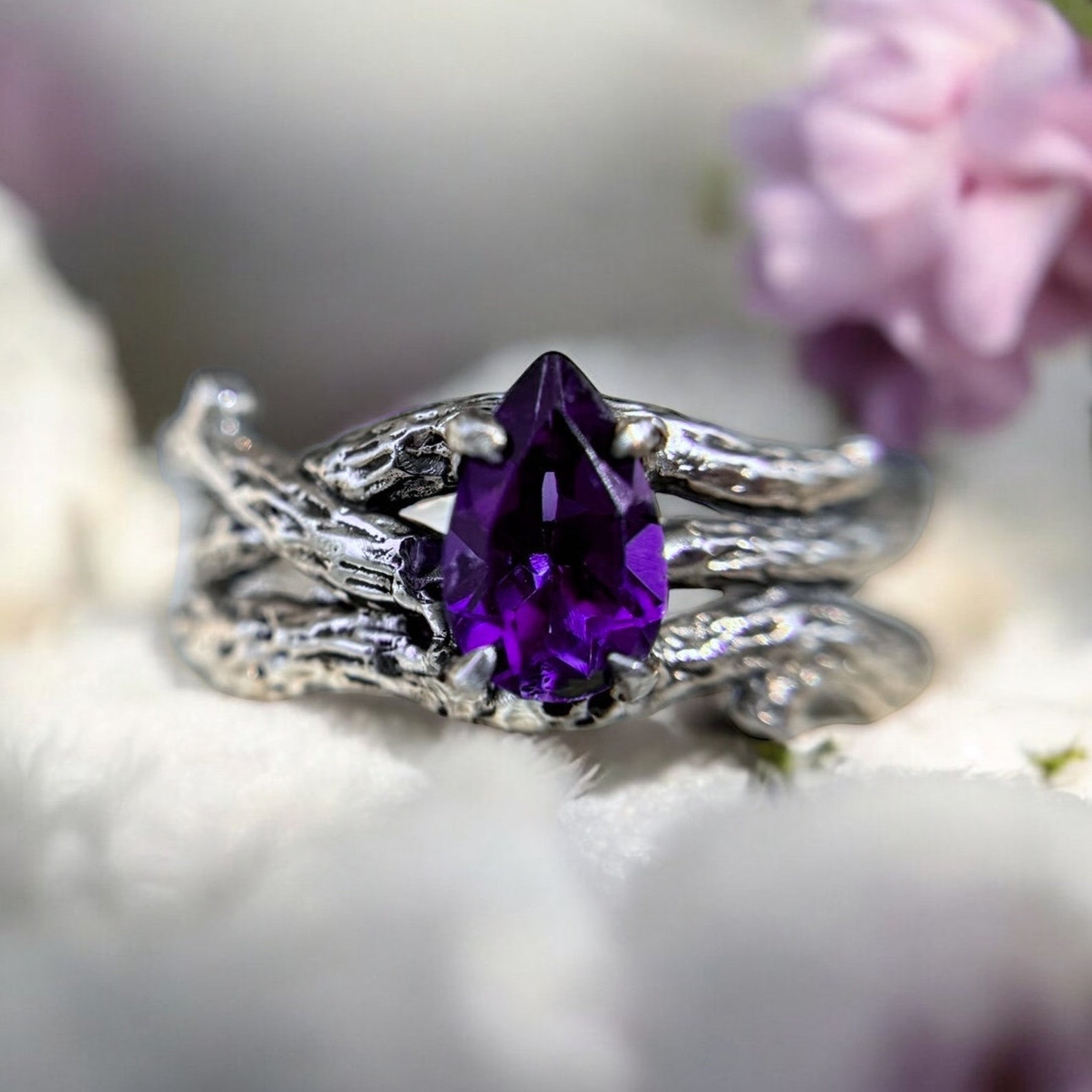 Amethyst Fairy Ring Tree Branch Ring, Promise Ring for Him, Fairy Ring ...