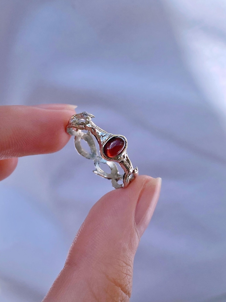 Peridot Fairy Ring, Tree Branch Crown of Thorns Ring, Twig Fantasy Ring ...