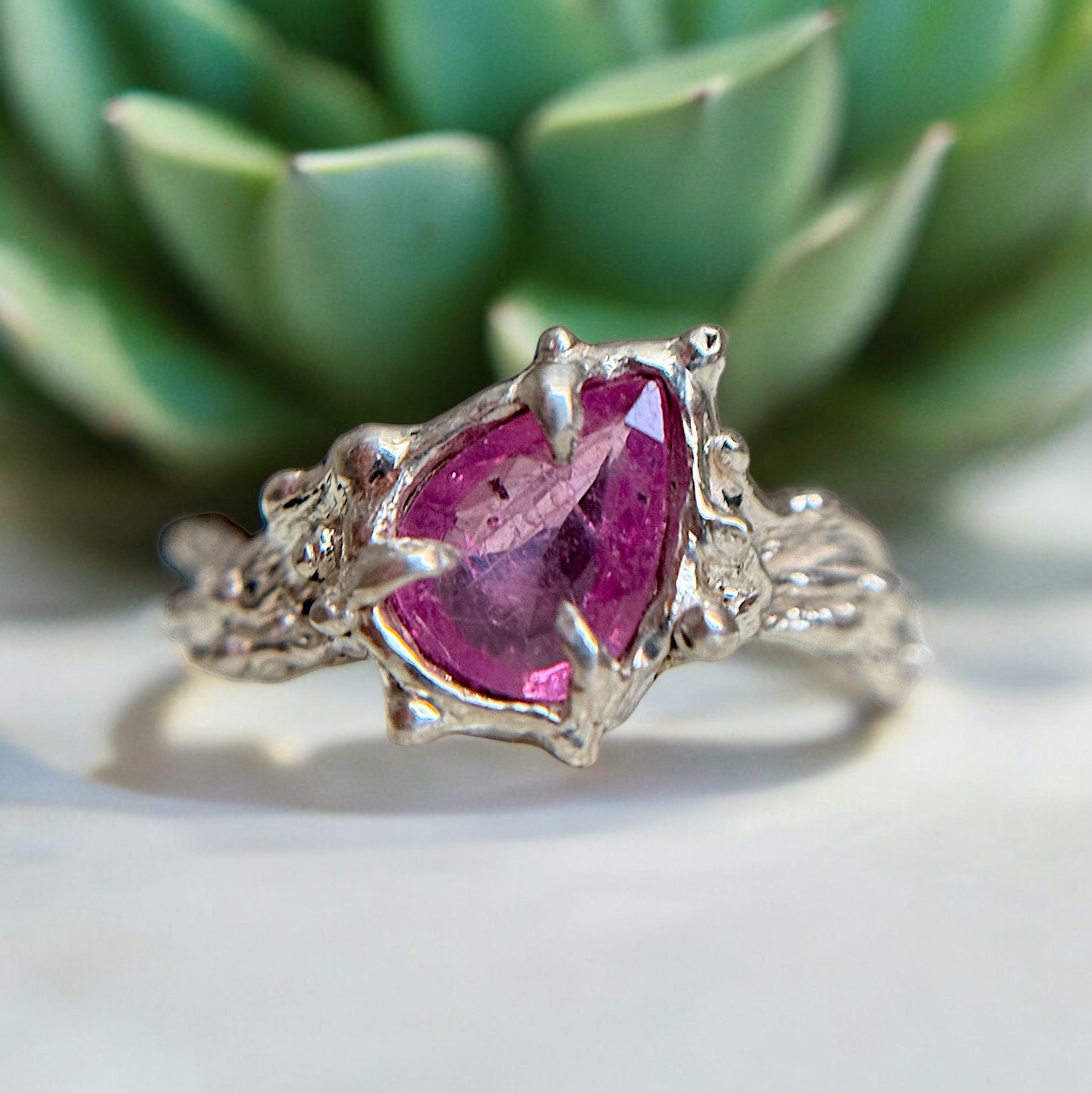 Pink Ruby Ring, Ruby, Fairy Ring, Tree Branch Ring, Fantasy Engagement ...