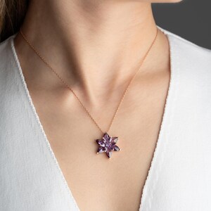 Amethyst Lotus Flower Necklace: Sterling Silver February Birthstone ...
