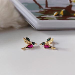 Sterling Silver Hummingbird Stud Earrings: Dainty Bird Jewelry - Etsy