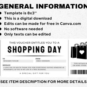 Shopping Day Gift Voucher Template Editable Shopping Spree Ticket ...