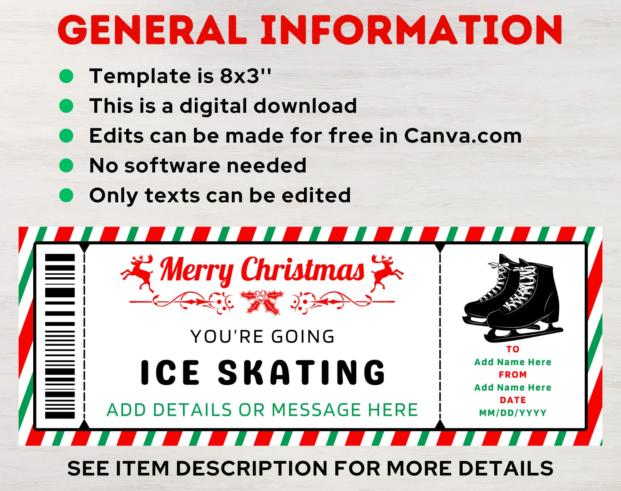 Christmas Ice Skating Gift Voucher Ticket Template Surprise Ice Skating ...