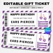 Birthday Ear Piercing Gift Voucher Ticket Template Surprise Ear ...