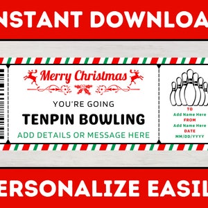 Christmas Tenpin Bowling Gift Voucher Ticket Template - Surprise Ten ...