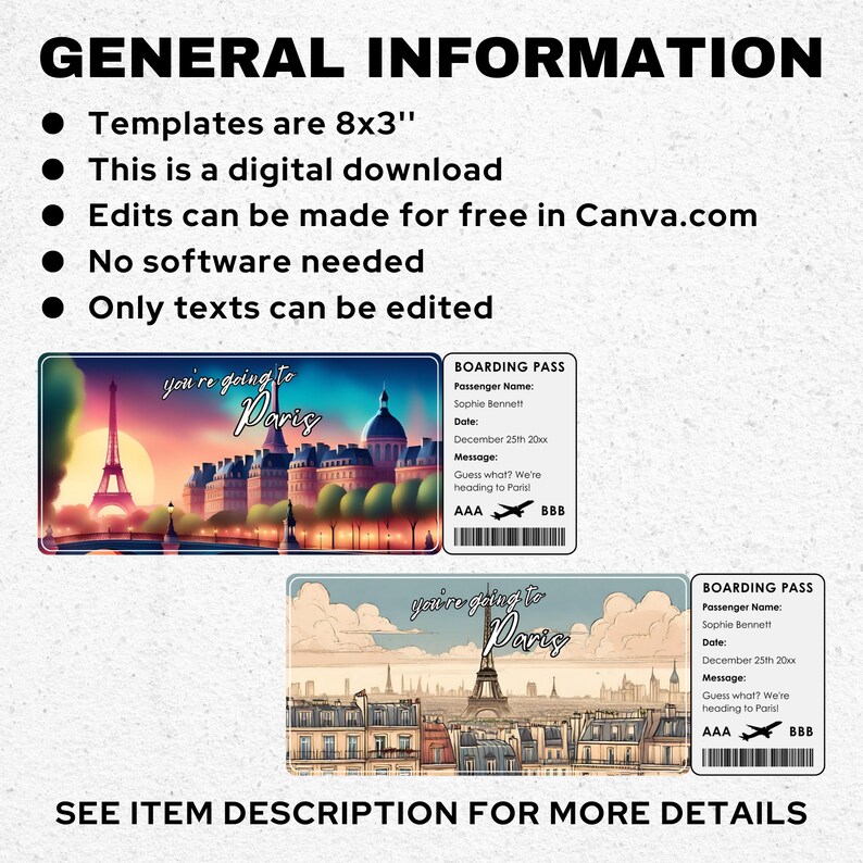 Boarding Pass Paris - Surprise Paris Trip Ticket - You're Going to ...