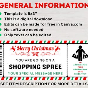 Christmas Shopping Spree Gift Voucher Ticket Template - Surprise ...