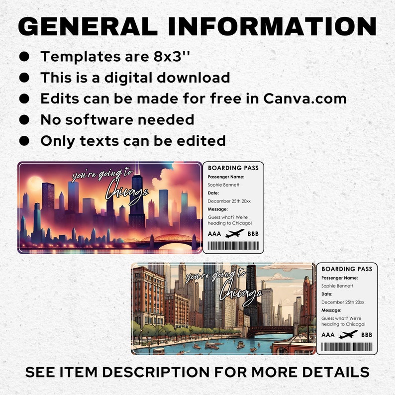 Boarding Pass Chicago - Surprise Chicago Trip Ticket - You're Going to ...