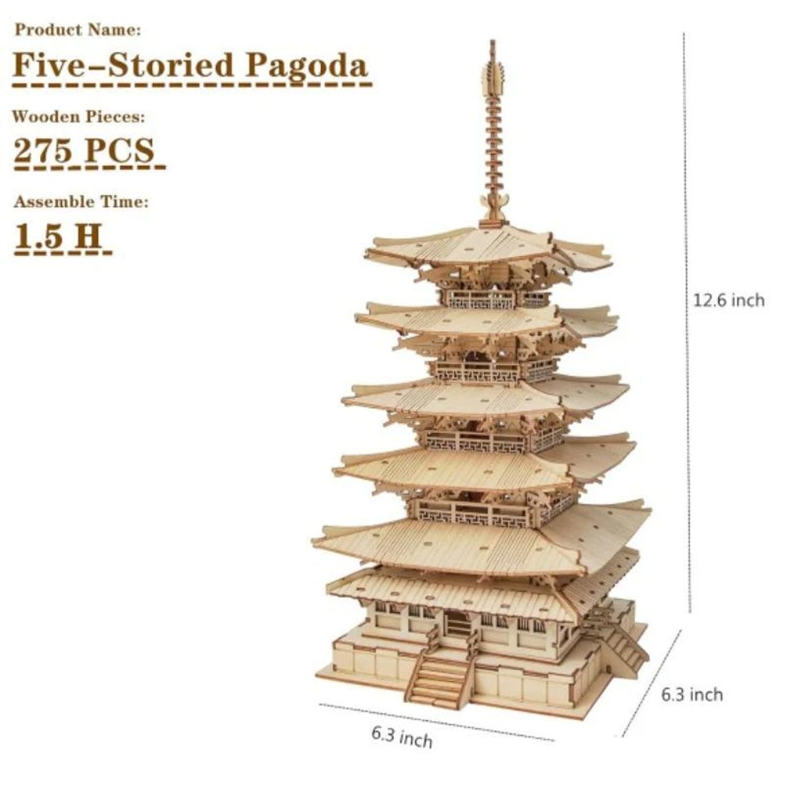 3D Wooden Pagoda Puzzle Kit: DIY Japanese Architecture Model - Etsy