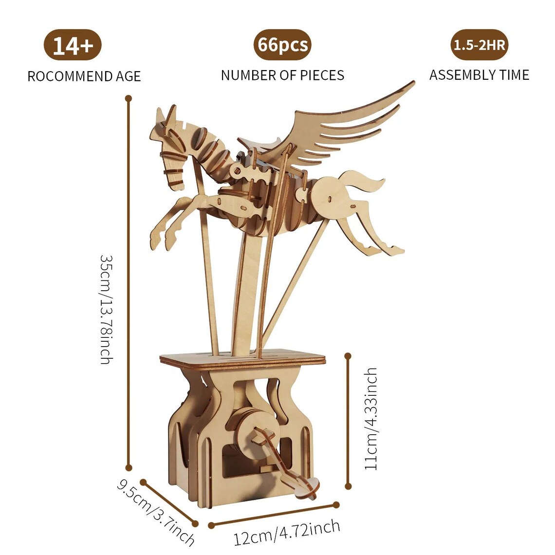 3D Wooden Pegasus Puzzle Kit: DIY Craft Assembly Model - Etsy