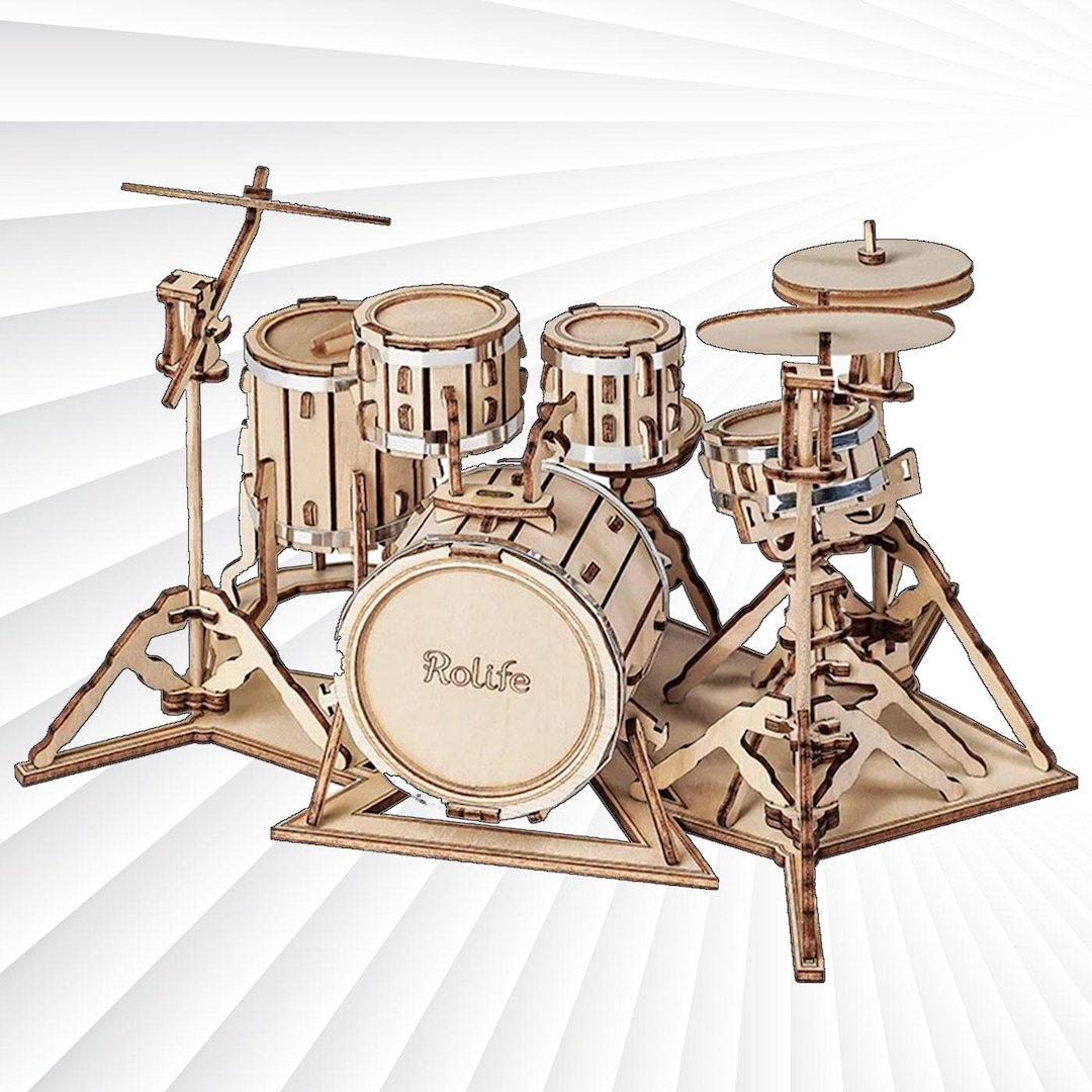 3D Wooden Drum Musical Instrument Puzzle Kit – Build Your Own Drums ...