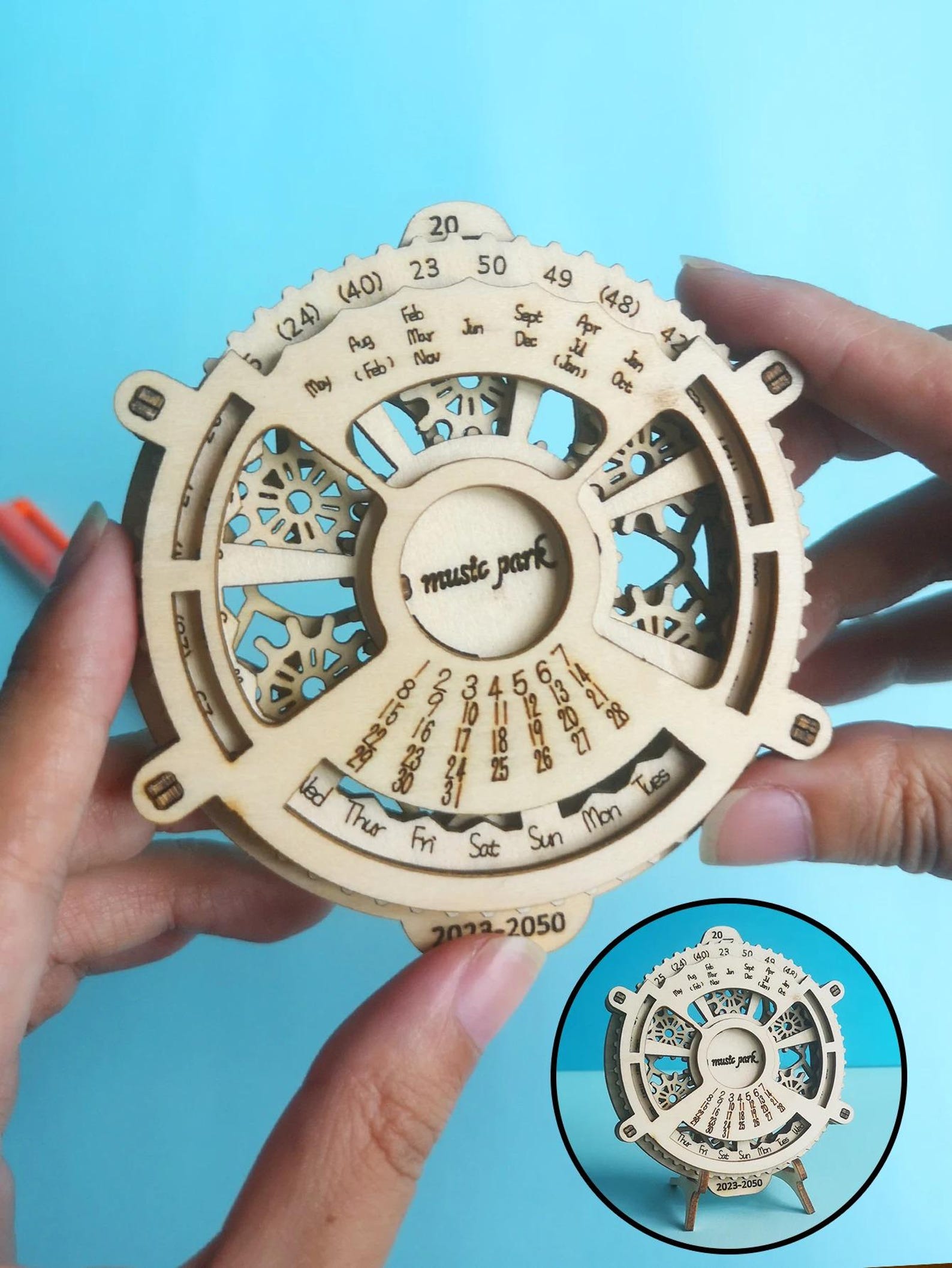 3D Wooden Perpetual Calendar Puzzle: DIY Mechanical Model Kit - Etsy