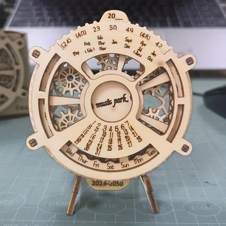 DIY 3D Wooden Perpetual Calendar Puzzle Kit - Mechanical Gears Toy ...