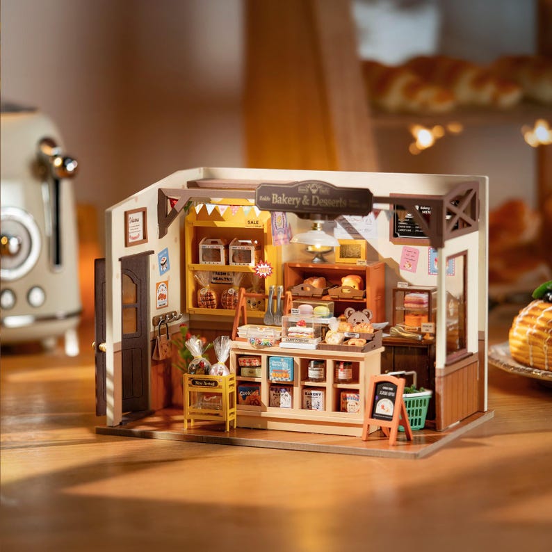 Rolife Becka's Baking House DIY Miniature Kit - 3D Wooden Puzzle Toy ...