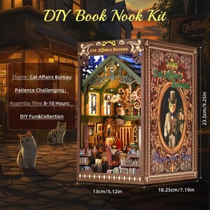 DIY Cat Returns Book Nook Kit: Miyazaki-inspired Wooden Bookshelf ...