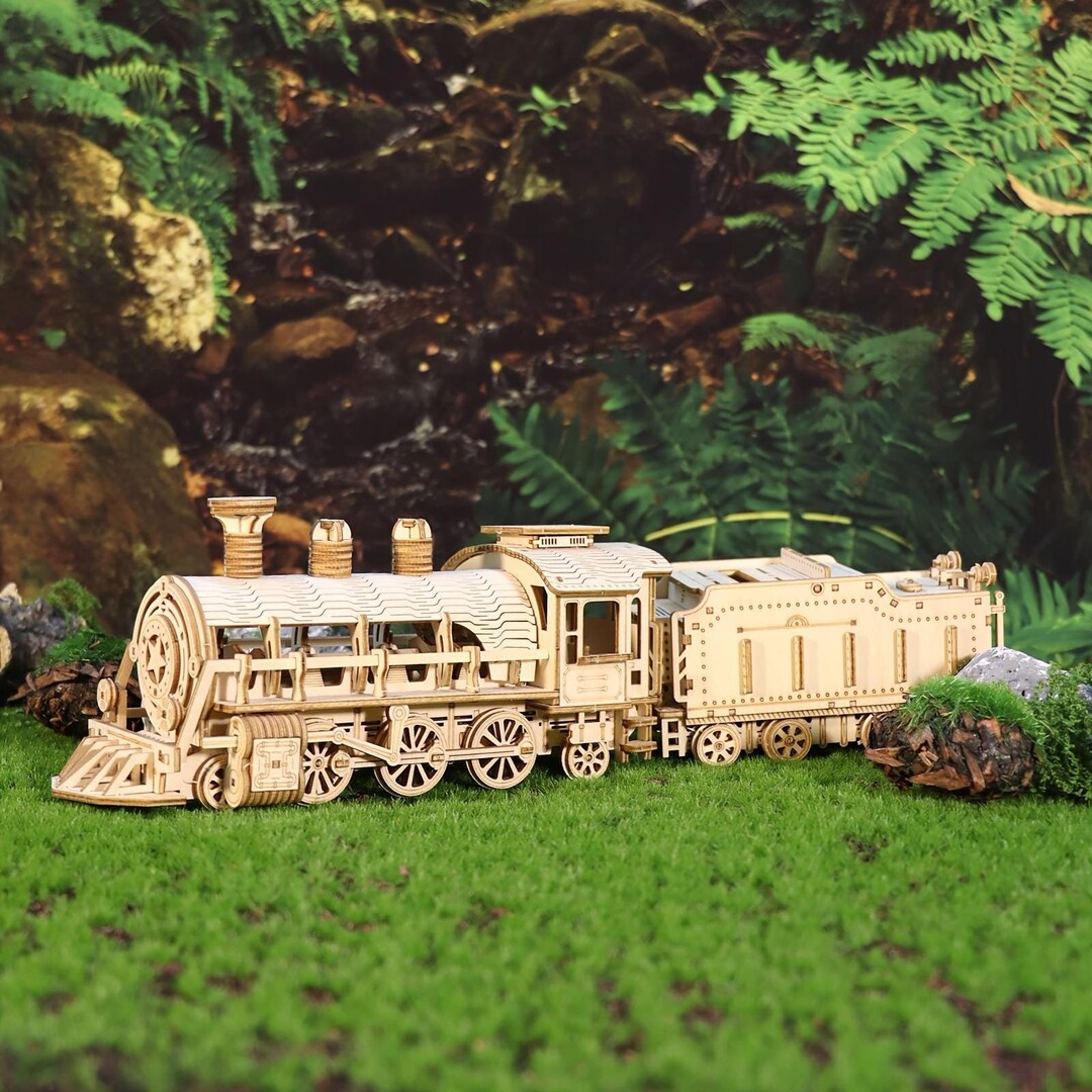3D Wooden Train Puzzle Kit: DIY Mechanical Model Building - Etsy